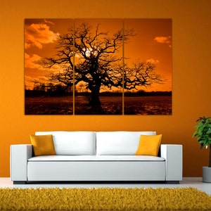 3 Panel Split Forest Canvas Print, Beautiful Tree Middle of Field . for ...