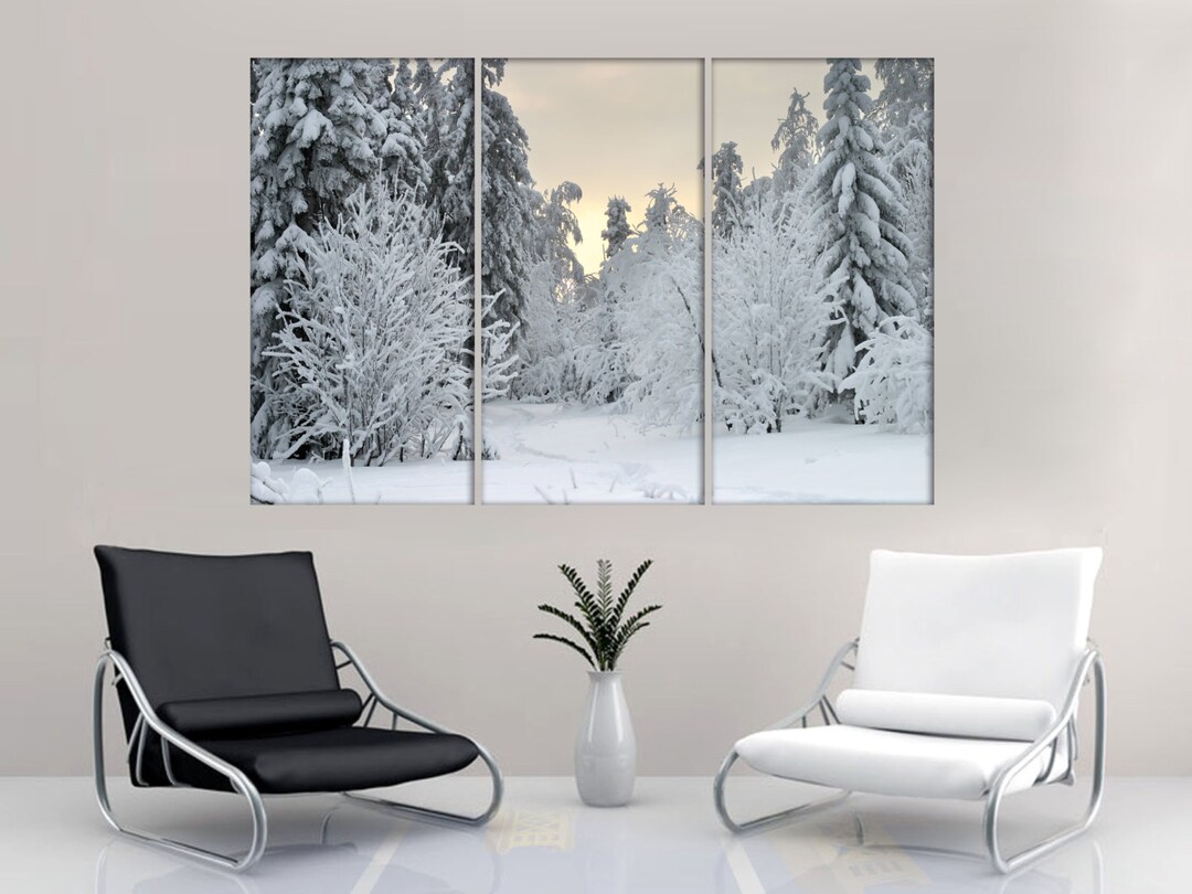 3 Panel Split triptych Canvas Print. Winter Forest Snow Photography for ...
