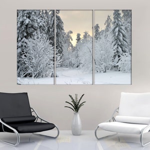 3 Panel Split triptych Canvas Print. Winter Forest Snow Photography for ...