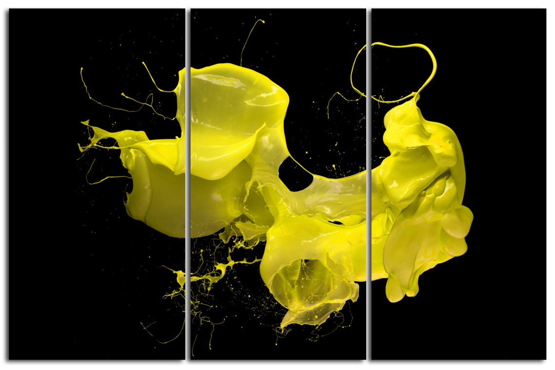 3 Panel Canvas Paint Splash Split Abstract Canvas Print. - Etsy