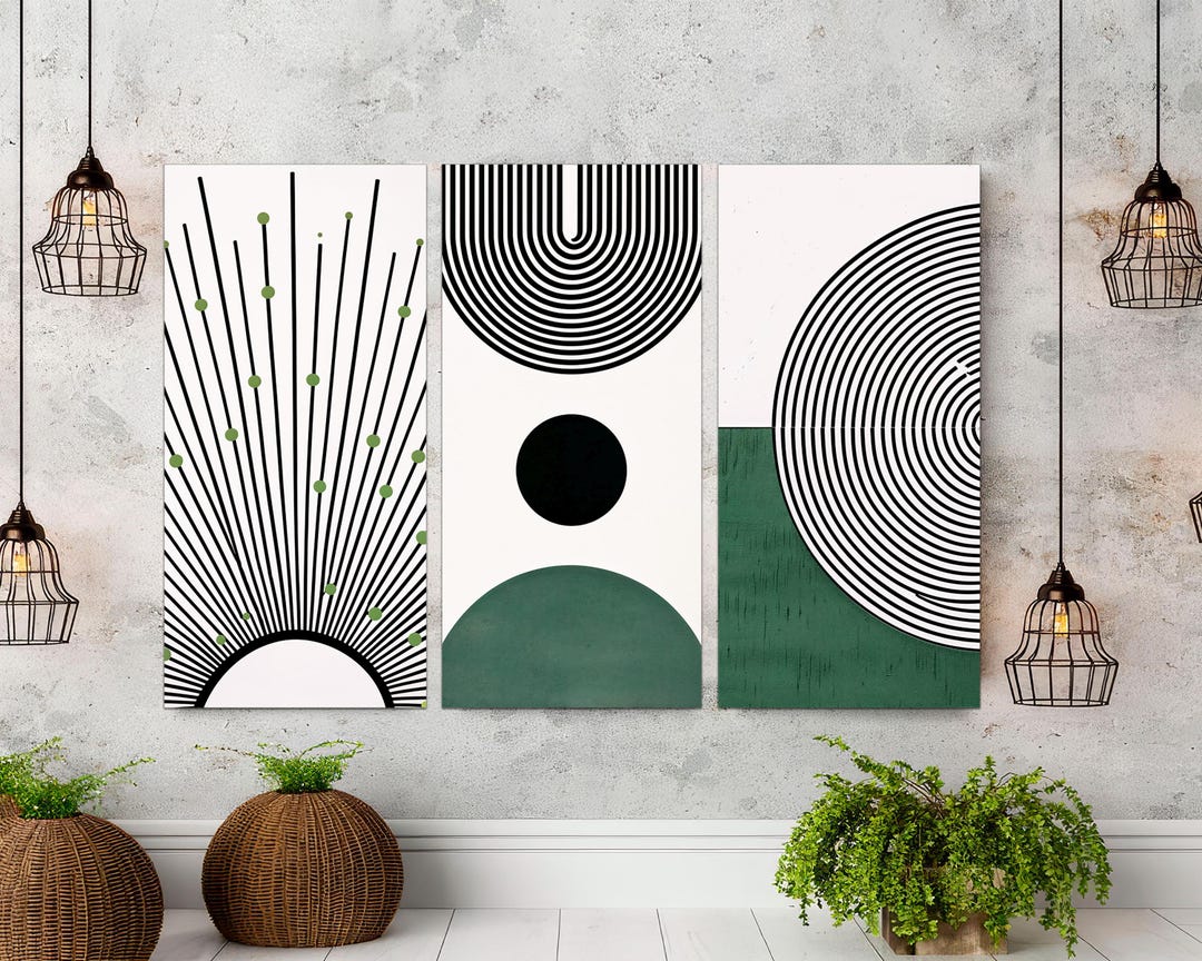 Abstract Shapes Canvas Print Set: Mid-century Modern Boho Wall Decor - Etsy