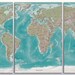 3 Panel Split World Map Canvas Print. White Background - Etsy