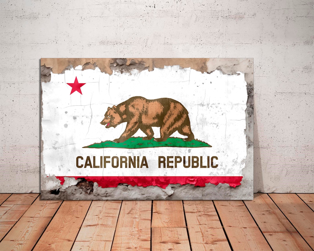 California Flag Canvas Art, California Flag Print, State Flag Poster ...