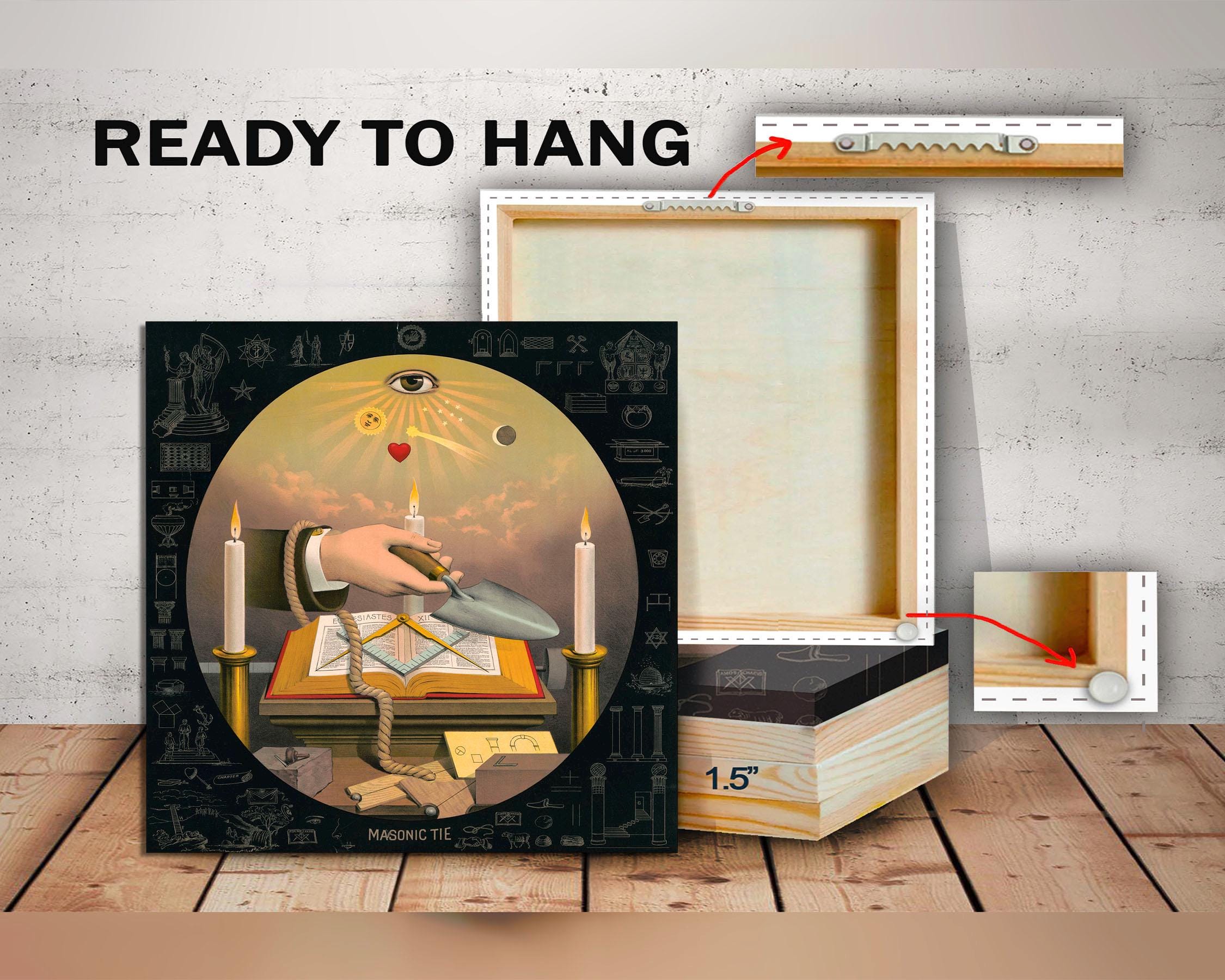 Vintage Masonic Lithograph Art Print: Freemasonry Canvas, Ready to Hang ...