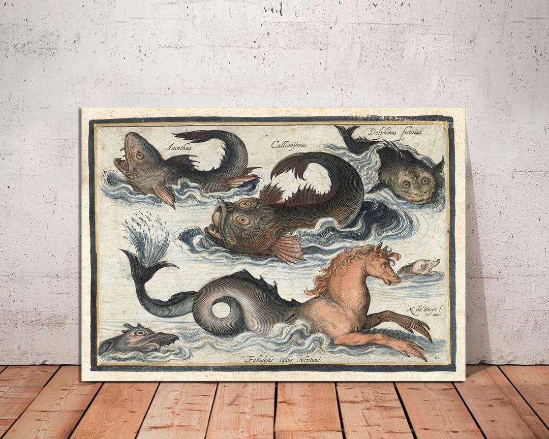 Mythical Sea Creatures, Unframed Reproduction of 16th Century Dutch ...