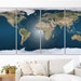 4 Panel Split World Map Canvas Print. Texture Digitally Applied ...