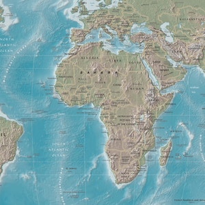 3 Panel Canvas Split World Map Print. With Colored Textured Background ...