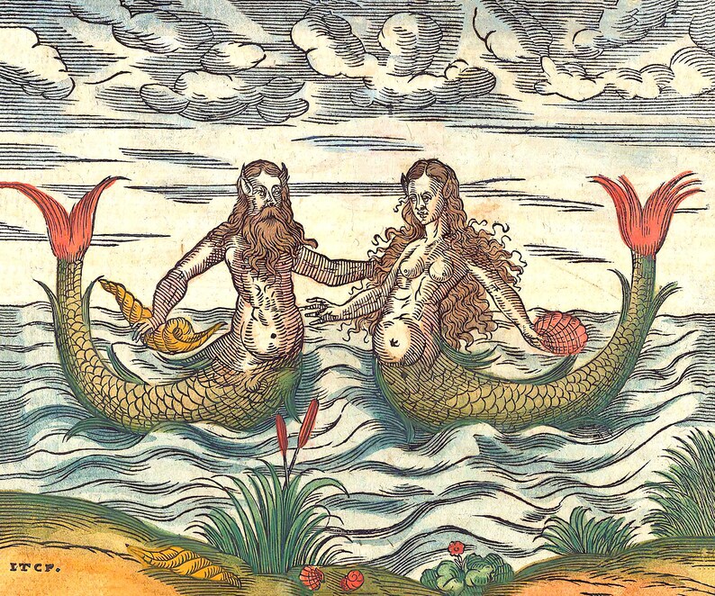 Medieval Mermaid Canvas Print: Vintage Nautical Wall Art - Etsy