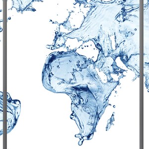World Map Canvas Print, 3 Panel Canvas Water Splash. Triptych, Art for ...