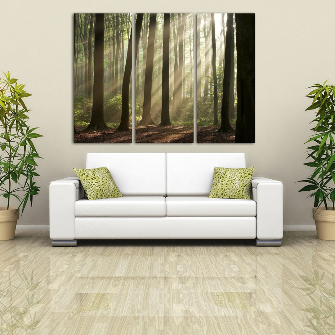 3 Panel Split Tree and Forest Canvas Print, 1.5" Deep Frames - for Home ...