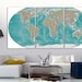 3 Panel Split World Map Canvas Print. White Background - Etsy