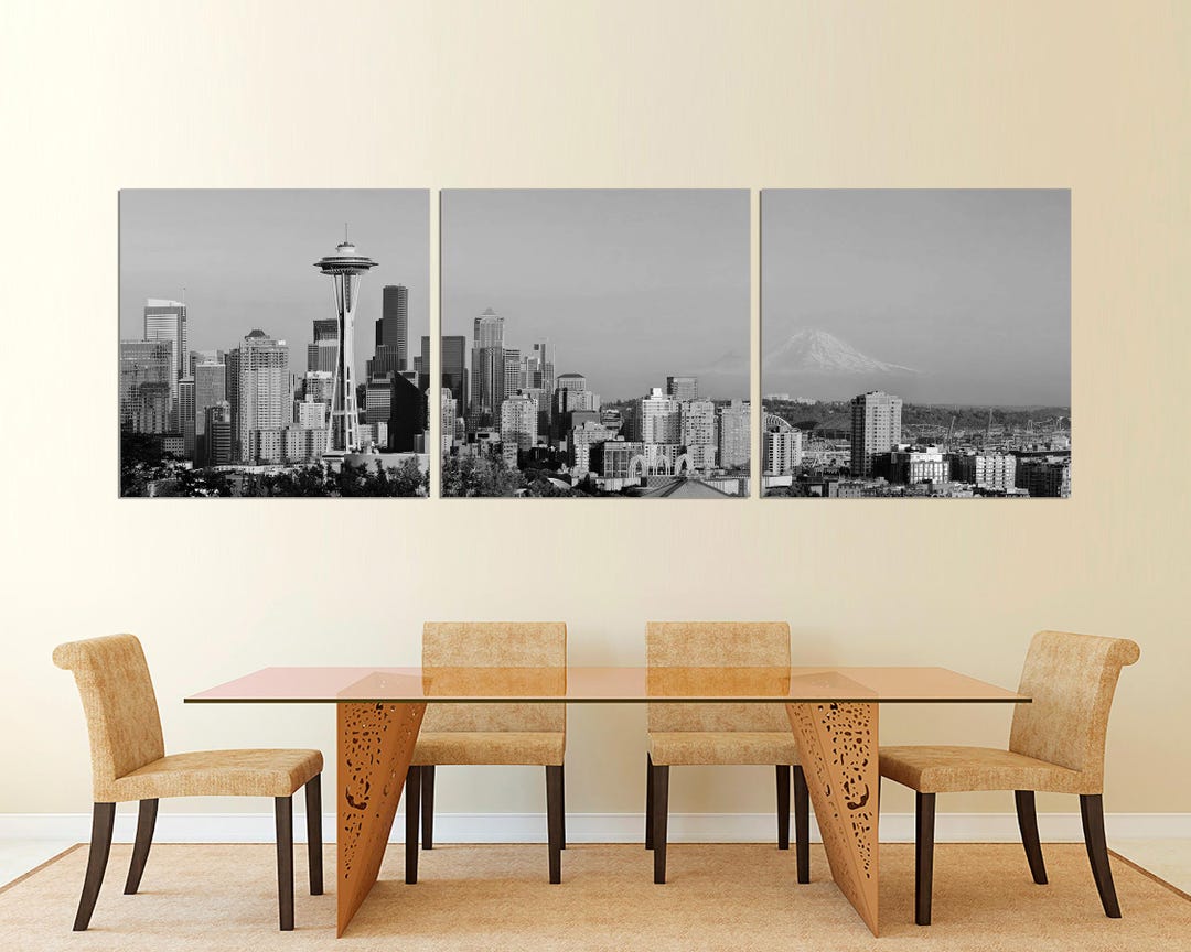 3-panel Canvas, Seattle Skyline Panorama Seen From Kerry Park, Seattle ...