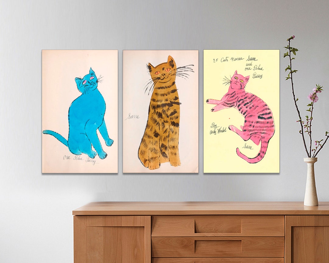 Andy Warhol Cats Prints Set of 3 Canvas Prints Andy Warhol Art, Warhol ...