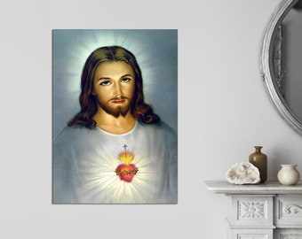 Jesus Sacred Heart Divine Mercy Christian Roman Catholic Print Poster ...