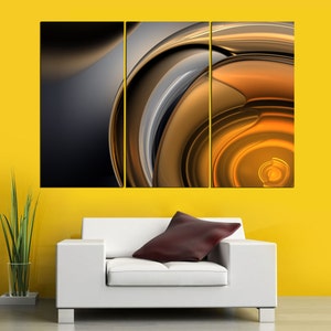 3 Panel Canvas, 3D Split Abstract Print. 1.5" Deep Frames. 3D Digital ...
