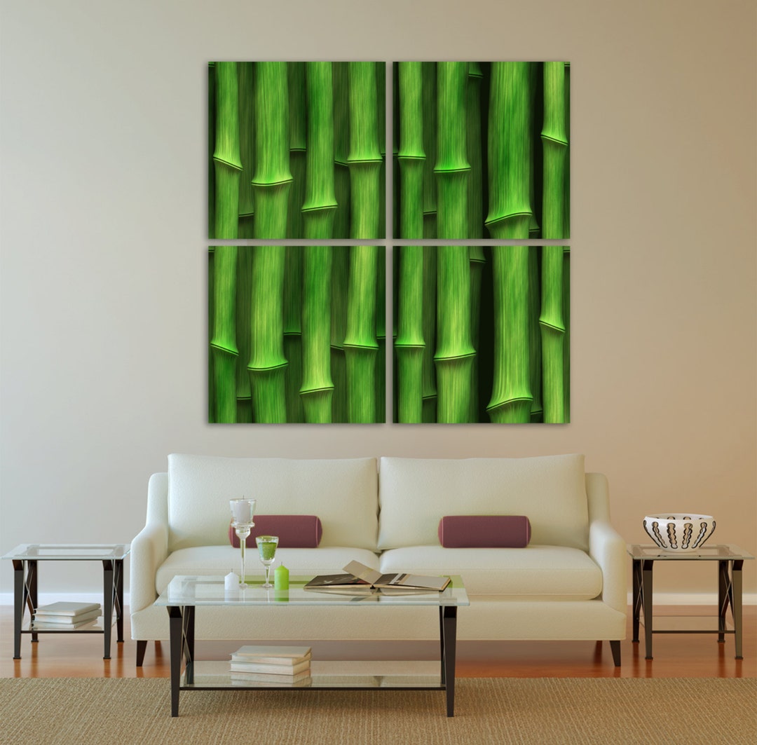 4 Panel Split (quad) Bamboo Trees. Canvas Print. 1.5" Deep Frames - for ...