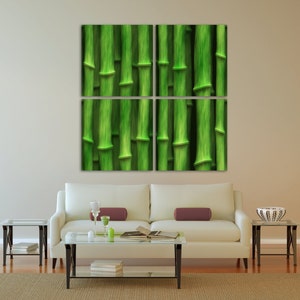 4 Panel Split (quad) Bamboo Trees. Canvas Print. 1.5" Deep Frames - for ...