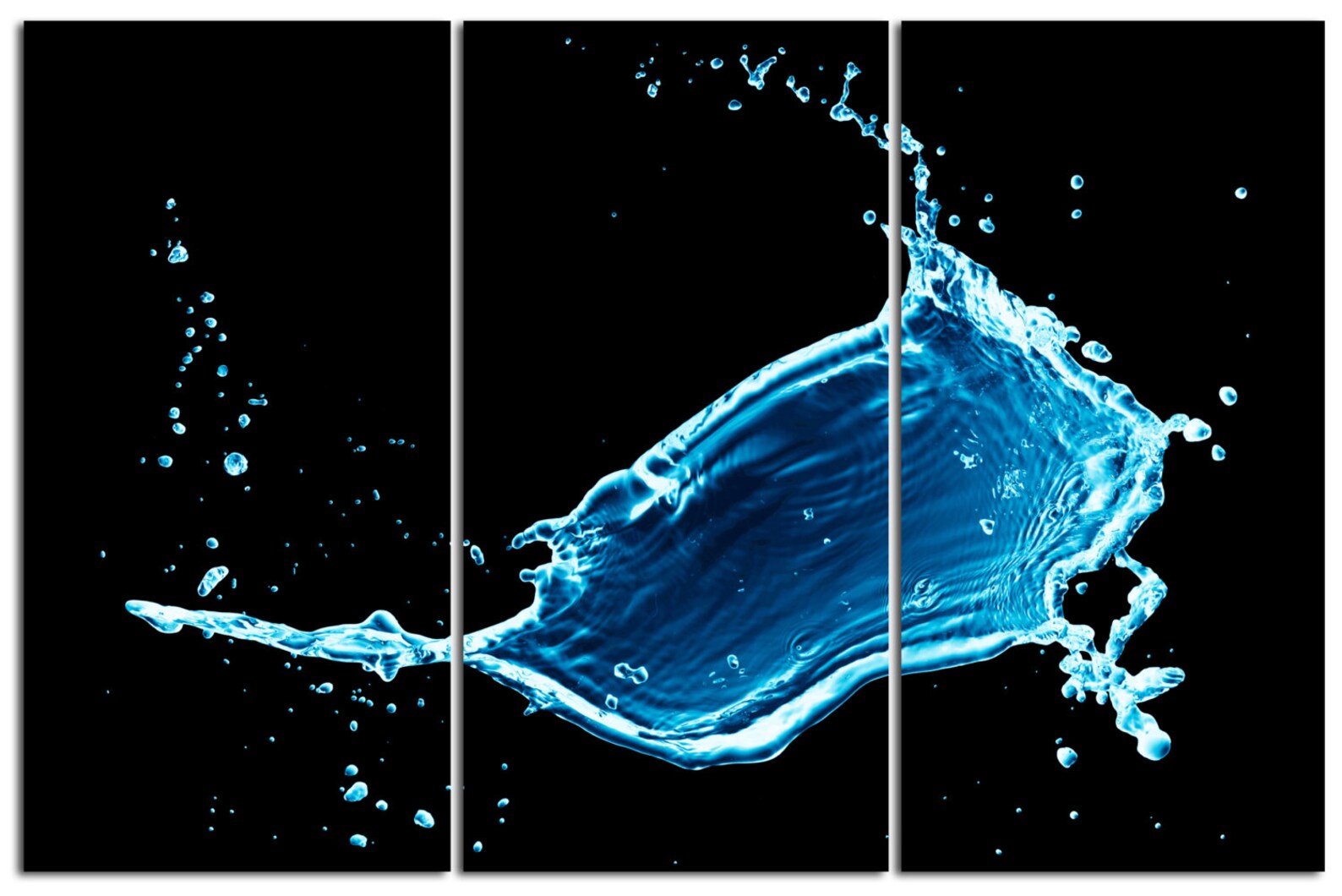 3 Panel Canvas Water Splash Split Abstract Canvas Print. Blue | Etsy