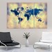 3 Panel Split Art World Map Canvas Print With Dramatic Look - Etsy