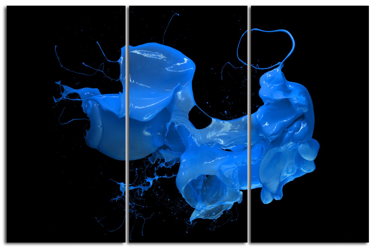 3 Panel Canvas Paint Splash Split Abstract Canvas Print. Blue - Etsy