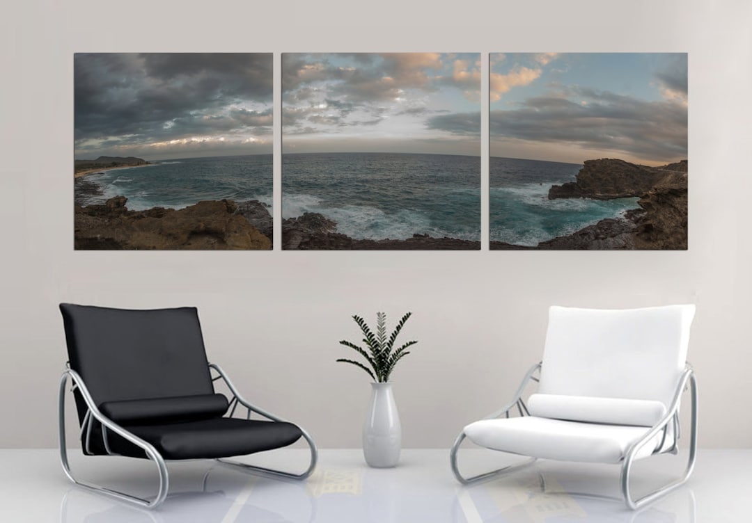3 Panel Split Hawaii Panoramic Beach Canvas Print 1.5" Deep Frames ...