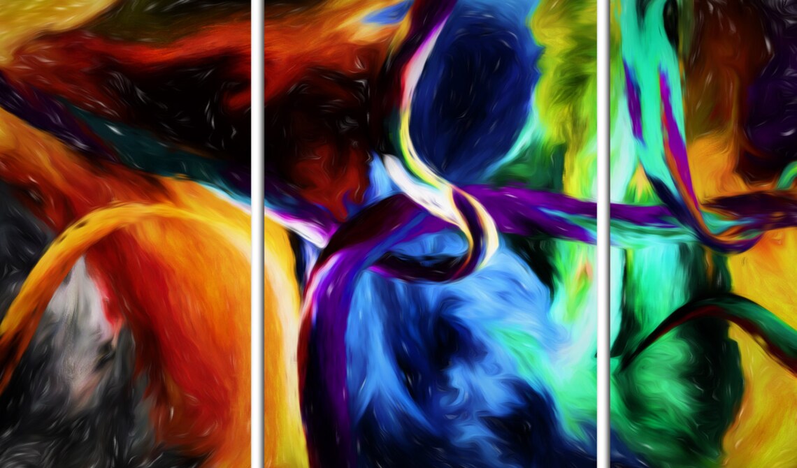 3 Panel Split Abstract Art Canvas Print. 1.5 Deep - Etsy