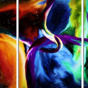 3 Panel Split Abstract Art Canvas Print. 1.5 Deep Frames. Oil Painting ...