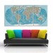 3 Panel Canvas Split World Map Print. With Colored Textured - Etsy