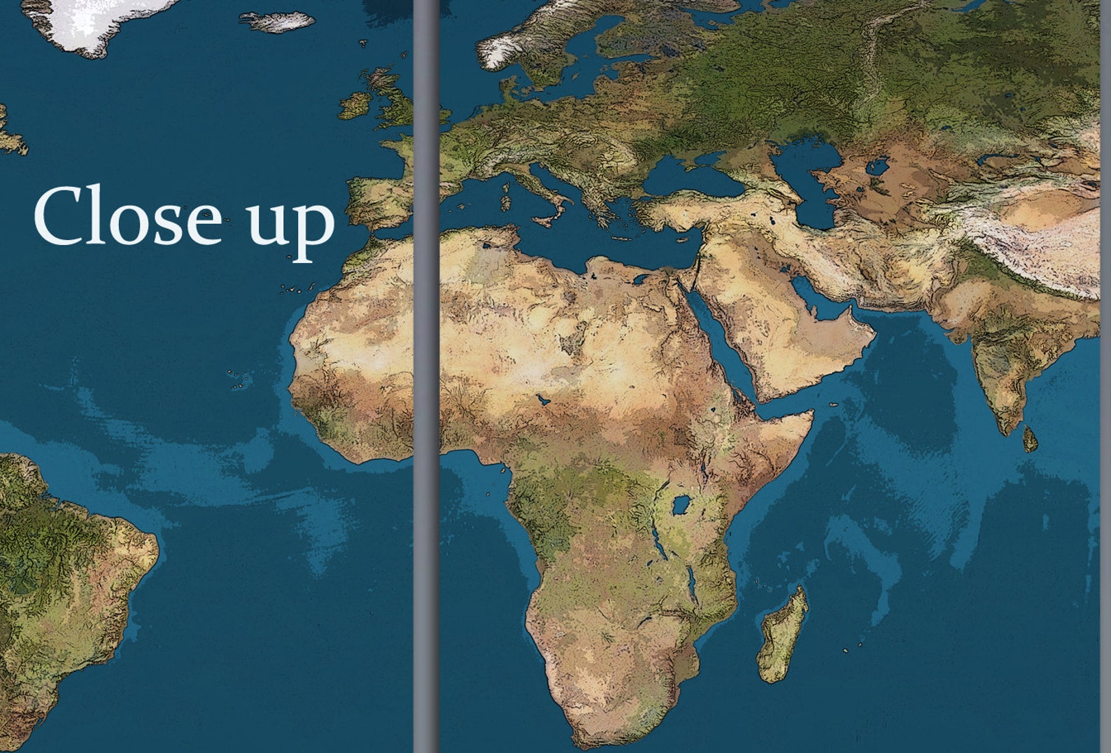 4 Panel Split World Map Canvas Print. 1.5 Deep Frames. | Etsy