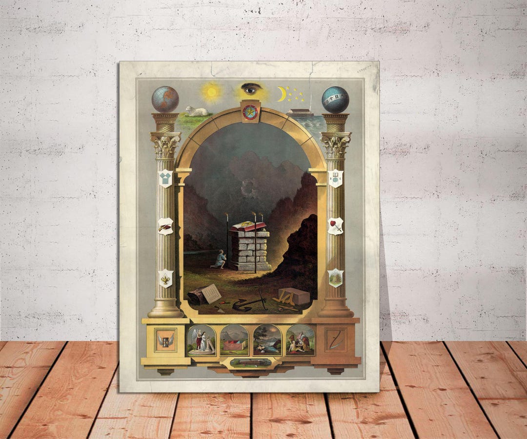 Masonic Chart of Symbols 1872, Vintage Freemason Art Print, York Rite ...