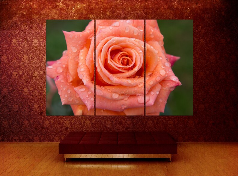 3 Panel Split Rose Flowers Canvas Print1.5 Deep Frames - Etsy