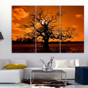 3 Panel Split Forest Canvas Print, Beautiful Tree Middle of Field . for ...