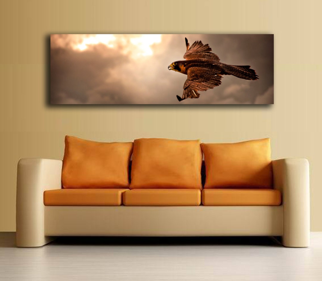 Photo of a Falcon Flying Printed on a Canvas. Eagle, Falcon, Stretched ...