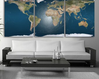 4 Panel Split World Map Canvas Print. 1.5 Deep Frames. | Etsy
