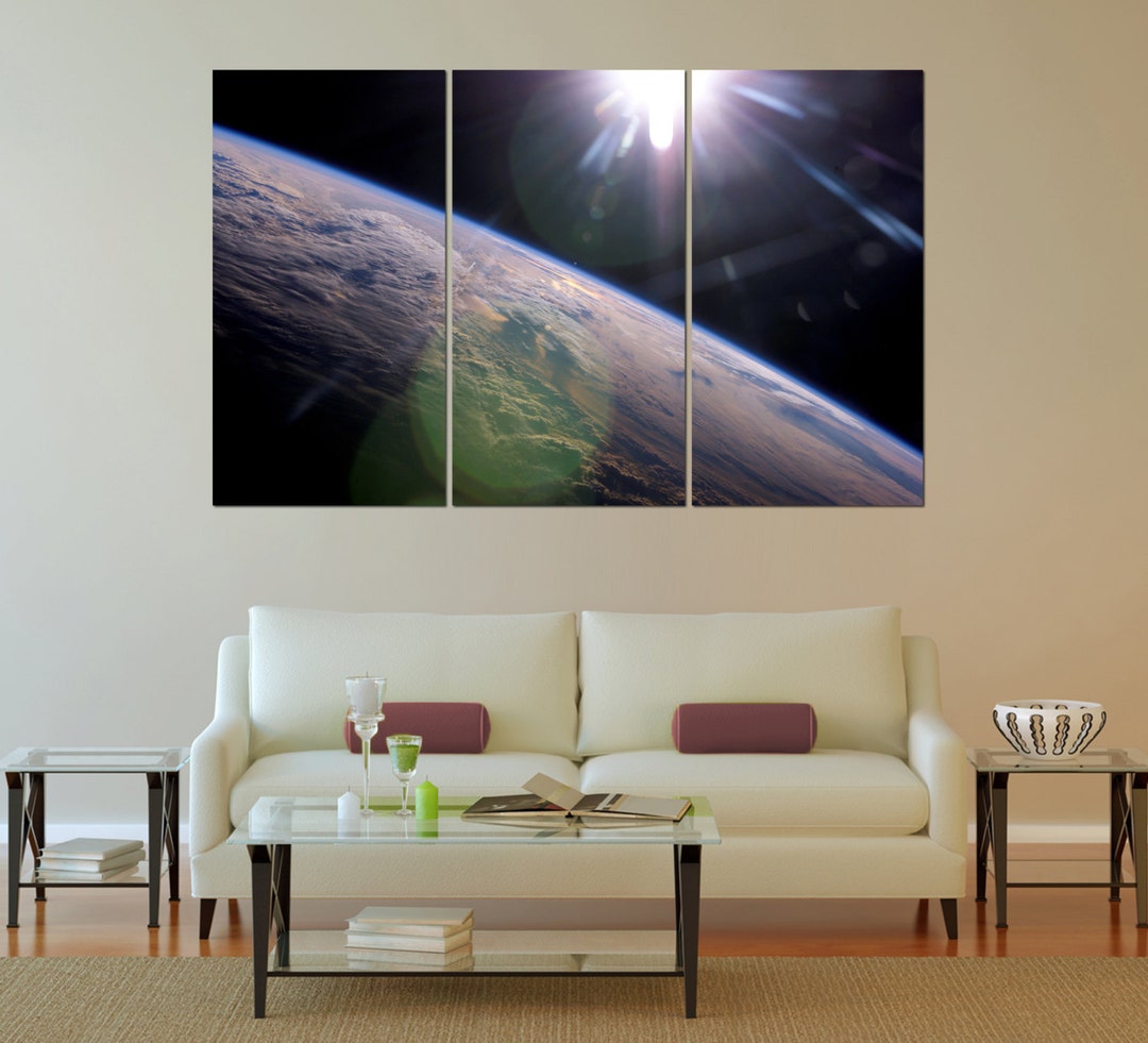 Planet Earth From Space, 3 Panel Split Photo Canvas Print 1.5" Deep ...