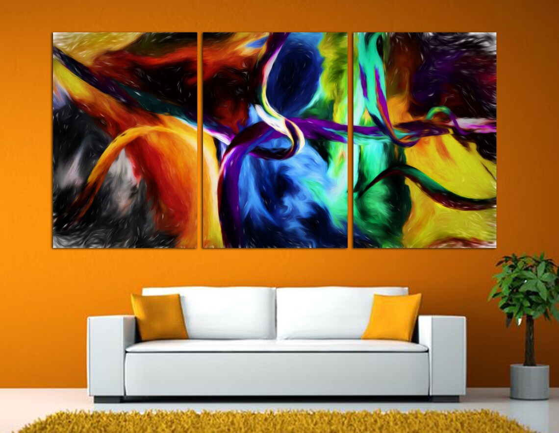 3 Panel Split Abstract Art Canvas Print. 1.5 Deep - Etsy