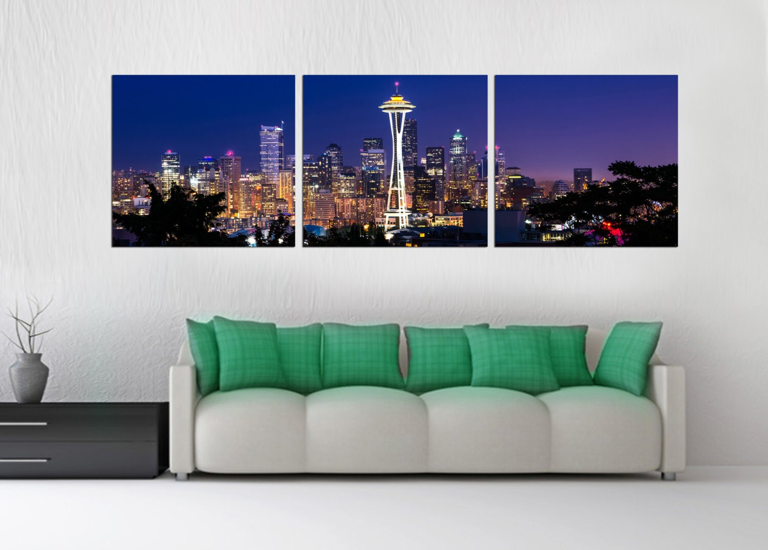 Prints Digital Prints Aerial view of Seattle downtown buildings Canvas ...