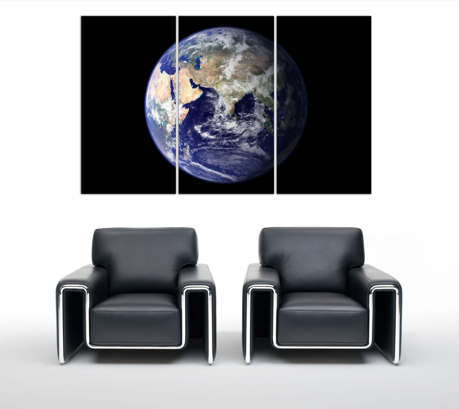 Art & Collectibles Planet Earth from space 3 Panel split photo Canvas ...