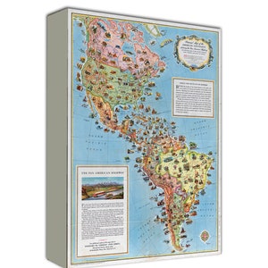 Vintage Pictorial Map of the Americas: Pan American Highway Canvas ...