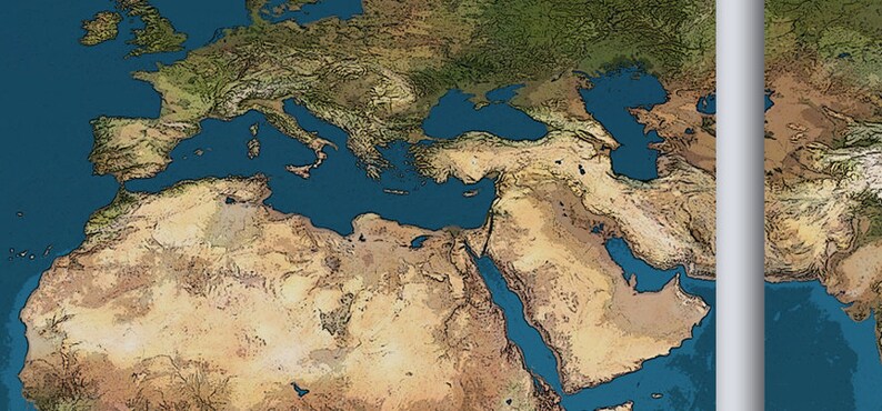 3 Panel Split World Map Canvas Print. Canvas prints Digital | Etsy