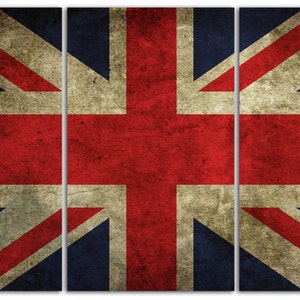 3 Panel Split United Kingdom Flag Canvas Art Print, World Flag 1.5 ...