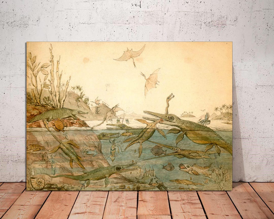Duria Antiquior Art Print, Jurassic Period Art, Antique Paleoart, Dinosaur Wall Art, Pterodactyl ...