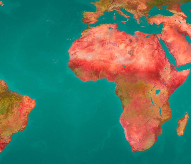 3 Panel Split World Map Canvas Print. Vibrant Colors Digital - Etsy