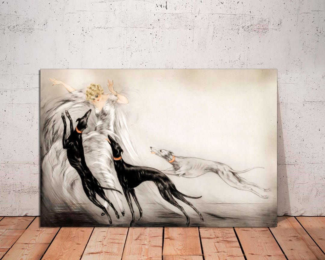 Louis Icart Greyhound Dogs Canvas Print: French Vintage Fashion Art - Etsy