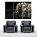 3 Panel Split Elephants Canvas Print. Black and White Drinking - Etsy