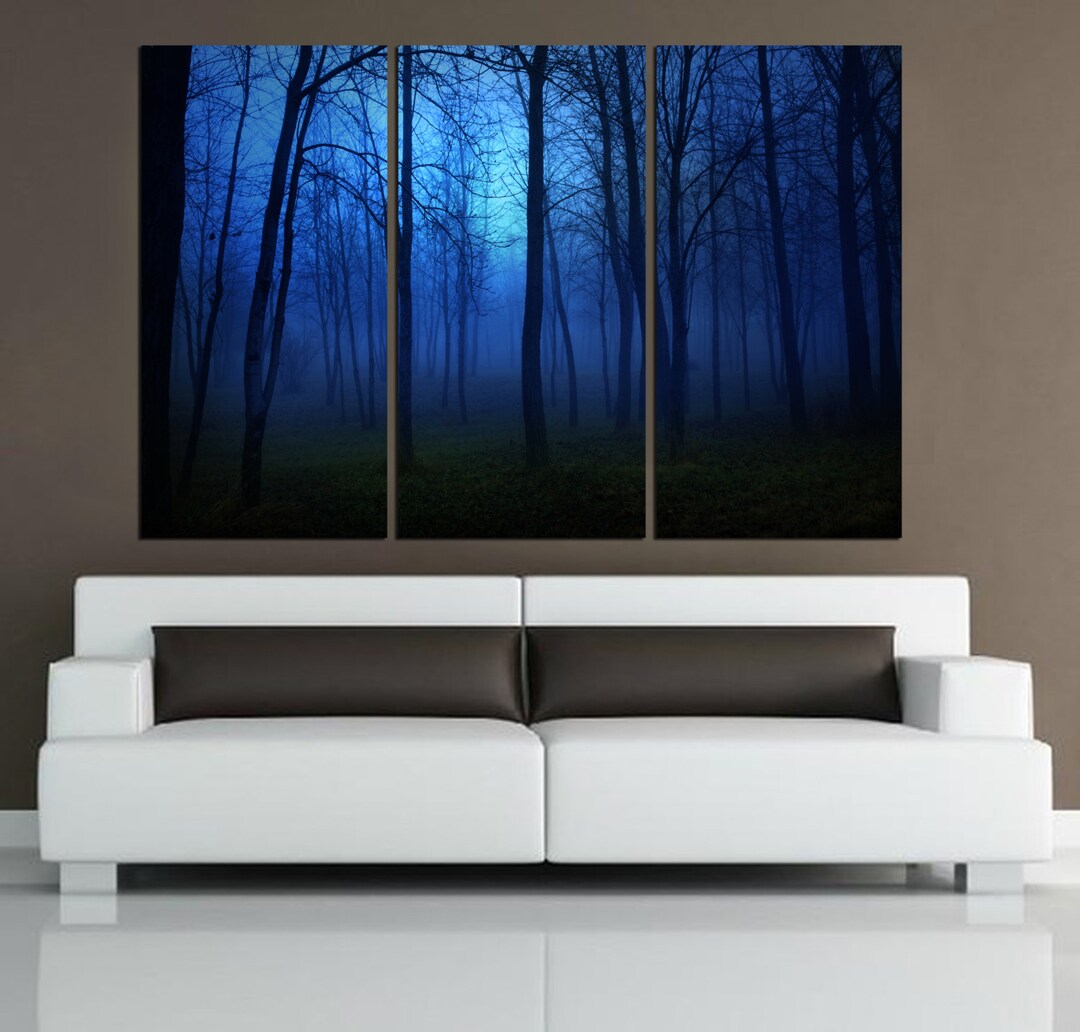 3 Panel Split Trees in the Dark Forest Canvas Print 1.5 - Etsy