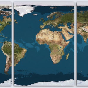 3 Panel Split World Map Canvas Print. Canvas Prints Digital Paint ...