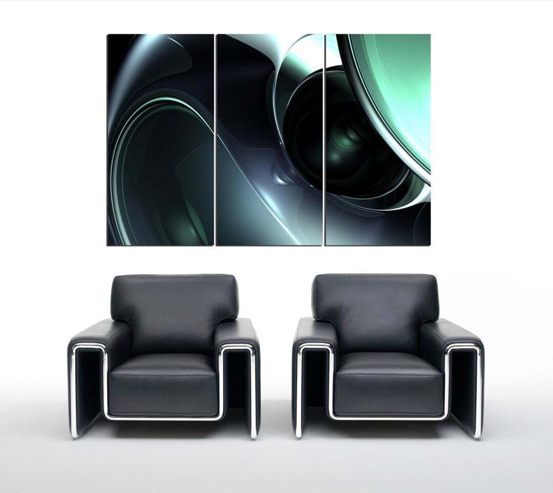3 Panel Canvas, 3D Split Abstract Print. 1.5" Deep Frames. 3D Digital ...