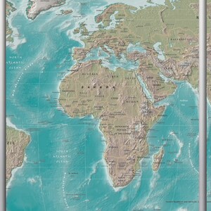 3 Panel Split World Map Canvas Print. White Background, Countries, City ...
