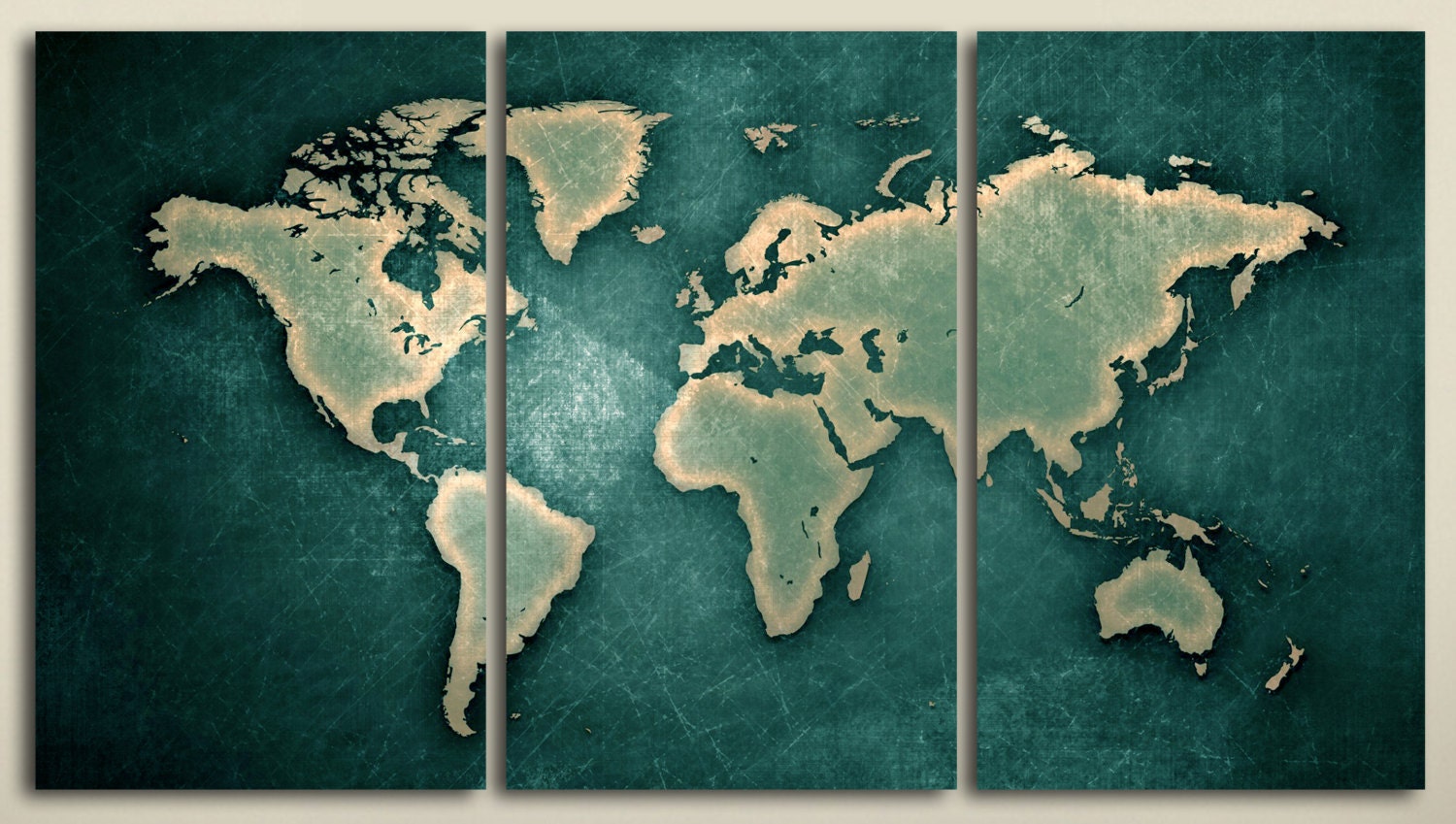 3 Panel Split Art World Map Canvas Print 1.5 Deep | Etsy